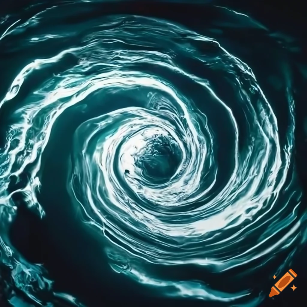 Aerial view of a whirlpool on Craiyon