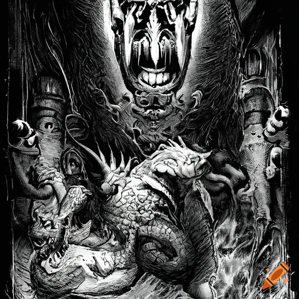 90's dark heavy contrast manga illustration by akira toriyama on Craiyon