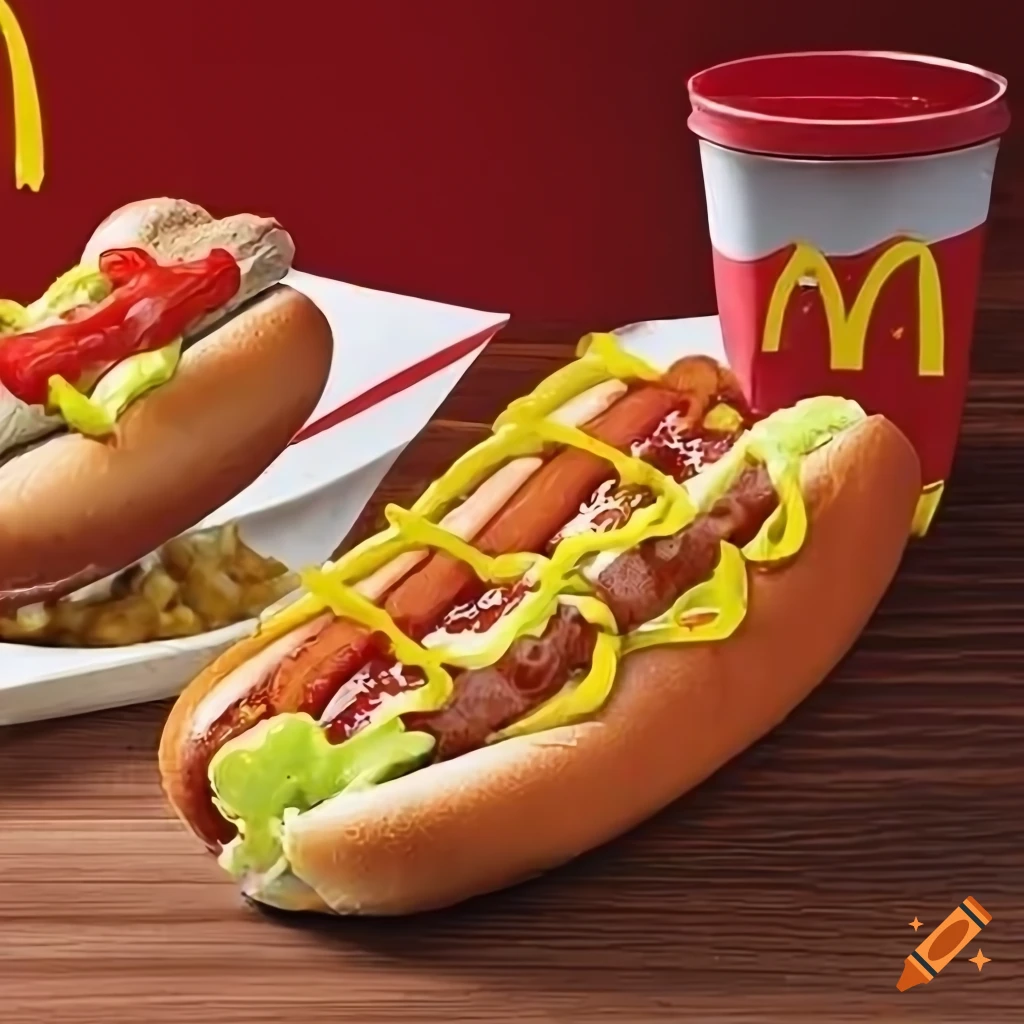 Hot dog versions of famous McDonald's products: hot dog Big Mac, hot dog Filet-O-Fish, hot dog ...