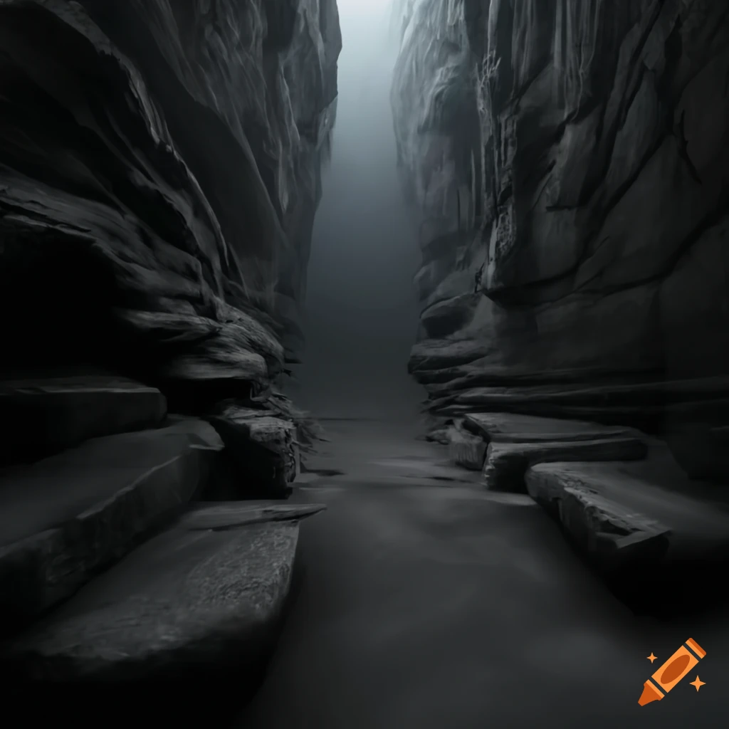 Dark and ominous cave entrance on Craiyon