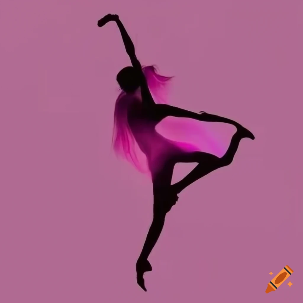Pink silhouette of a person dancing on Craiyon