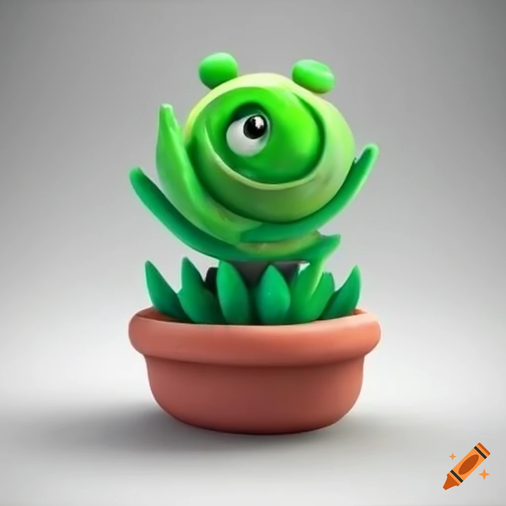 Cartoon smiling succulent plant 3d clay icon on Craiyon