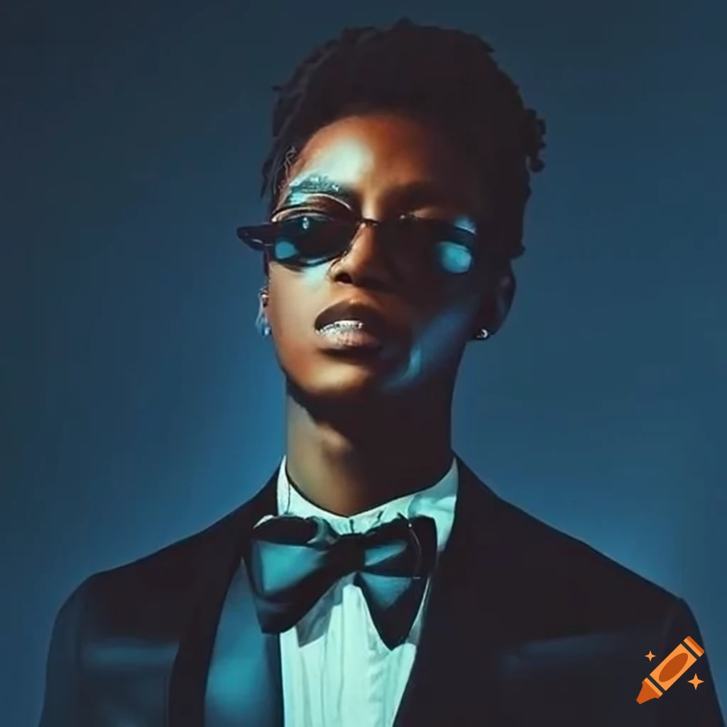 Young rapper in tuxedo on Craiyon