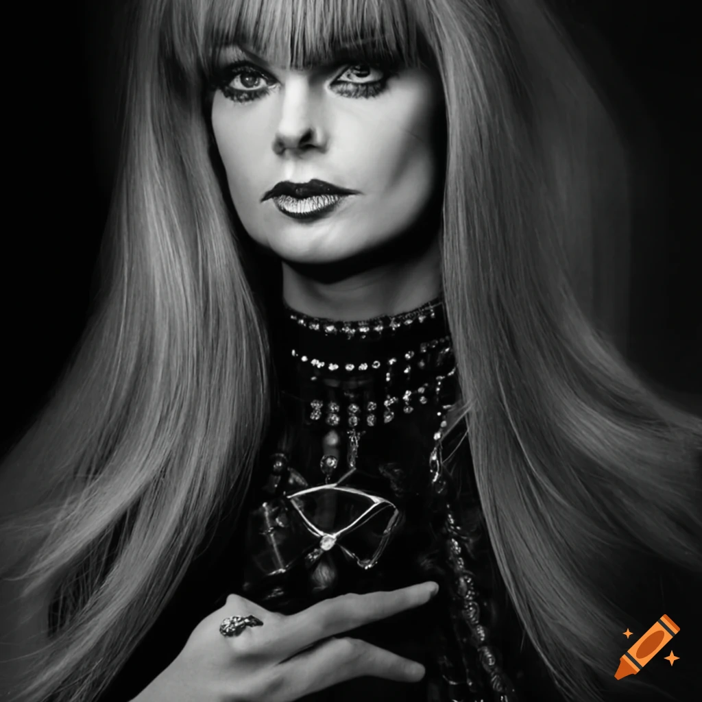 Hyper realistic portrait of a 1960s goth jean shrimpton on Craiyon
