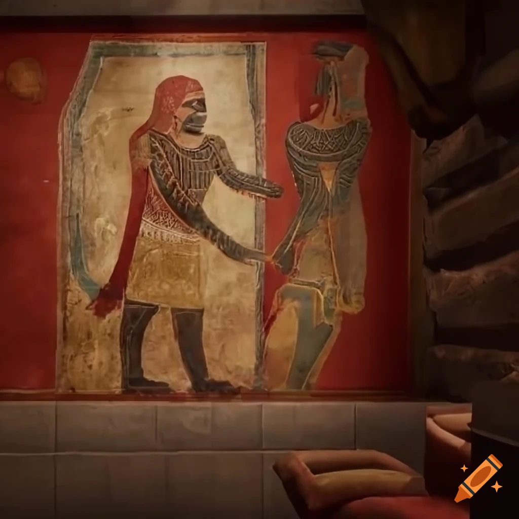 Etruscan-Hittite fresco painting of a pale-white-skinned, red-haired ...