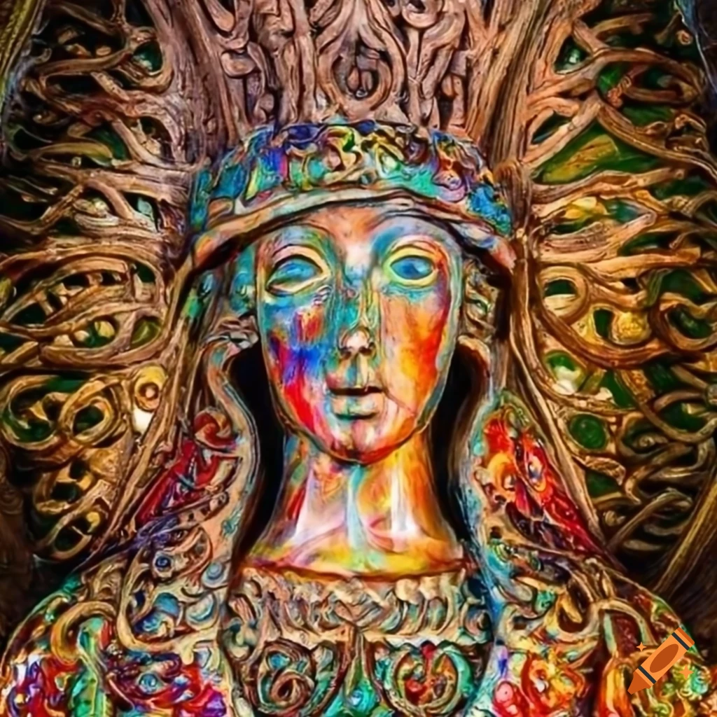 Sculpture of Maria, the Virgin Mother, inside a massive tree with ...