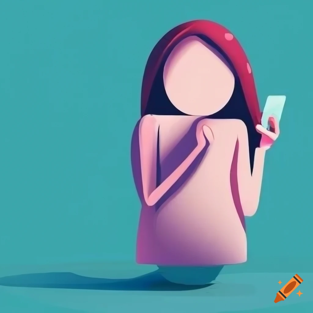 Sad cartoon person holding a phone surrounded by negative messages on ...