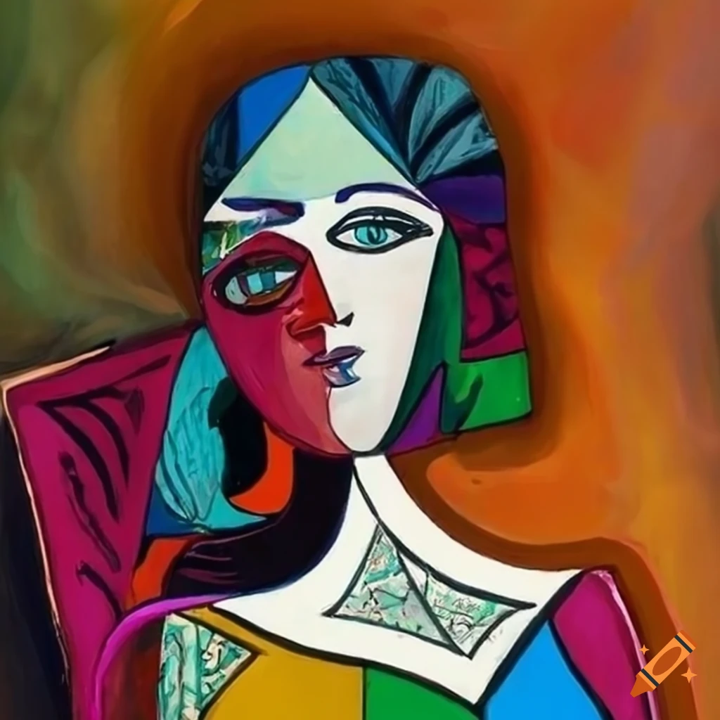 Abstract portrait of a woman in picasso's style on Craiyon