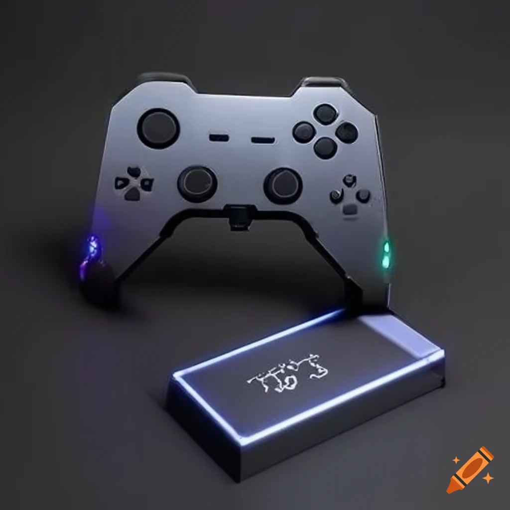 Sci-fi game console with led controller on Craiyon