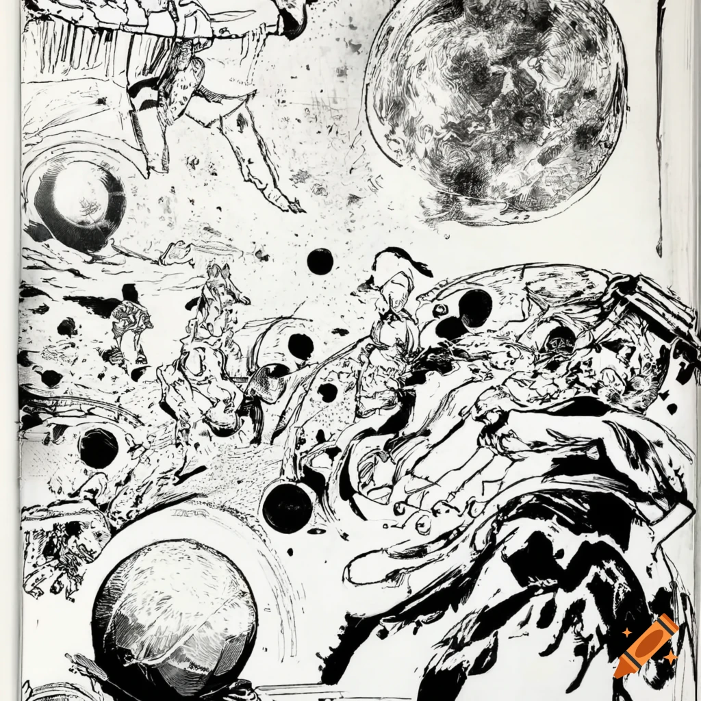 Vintage space comics in ink style on Craiyon
