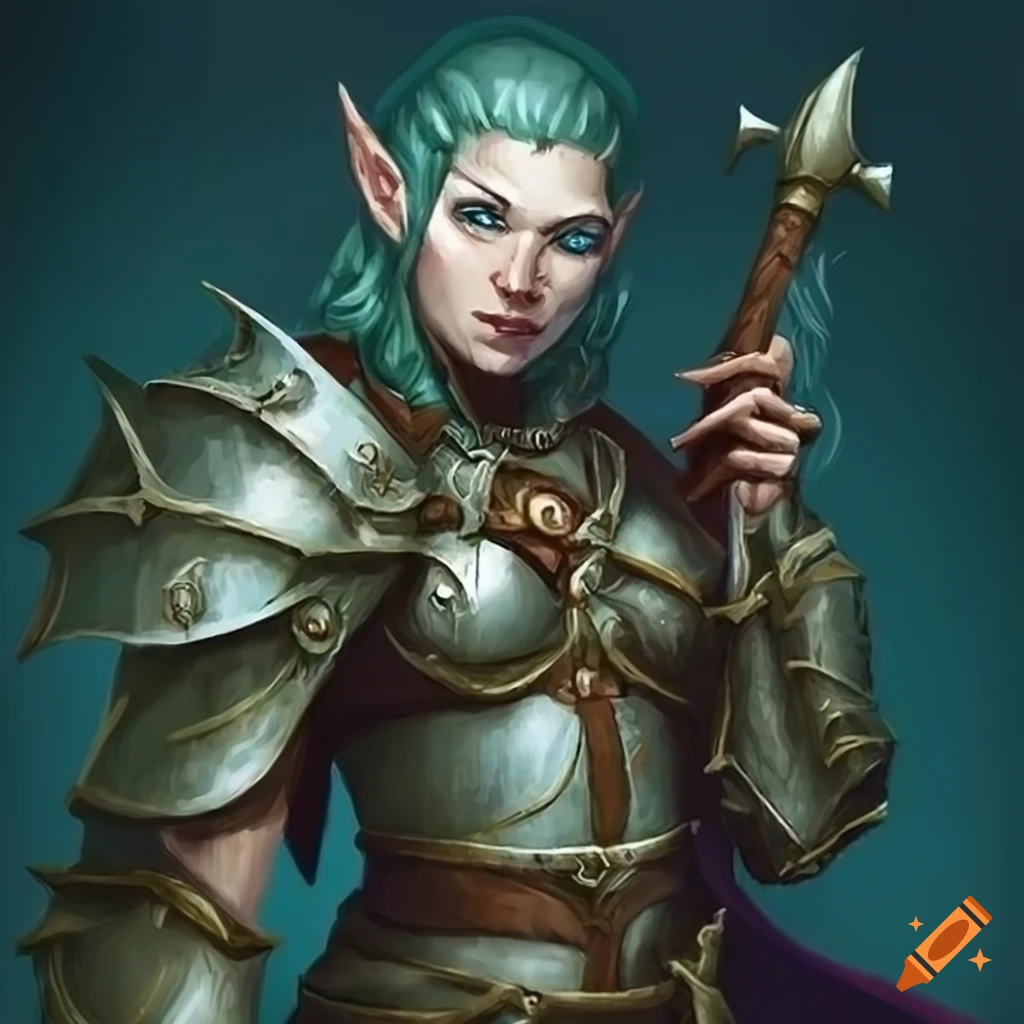 Sea elf warrior in nautical armor in fantasy dnd art on Craiyon