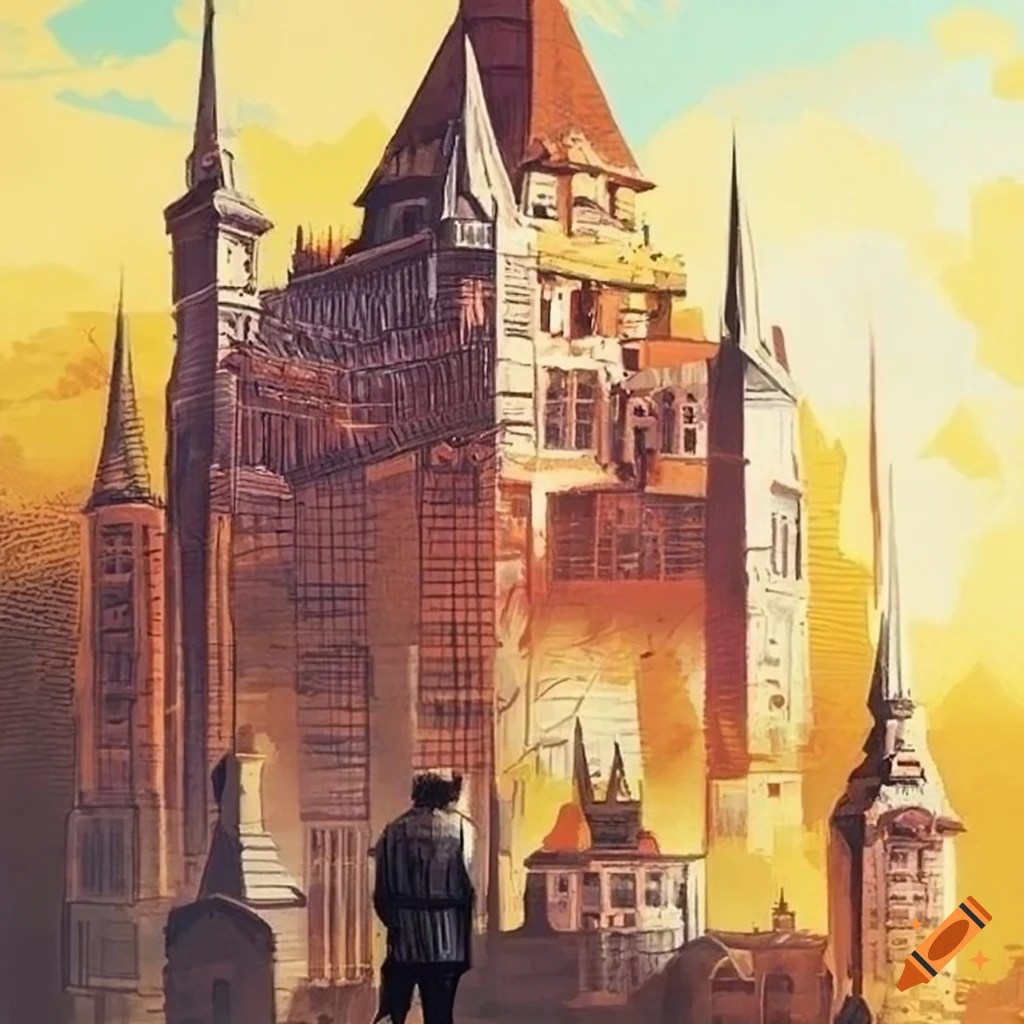 Steezy Action Architecture Poster by James Gurney on Craiyon