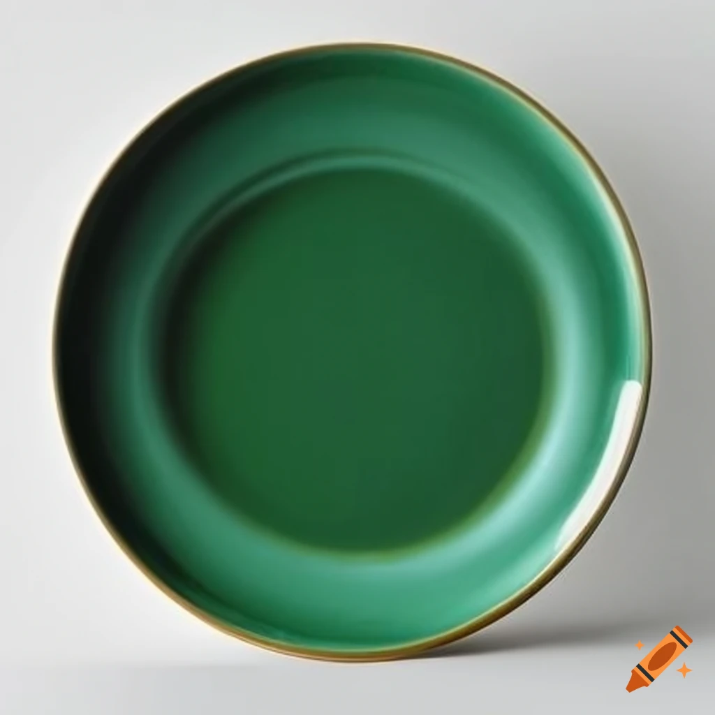 Realistic green ceramic plate with colored glaze on Craiyon