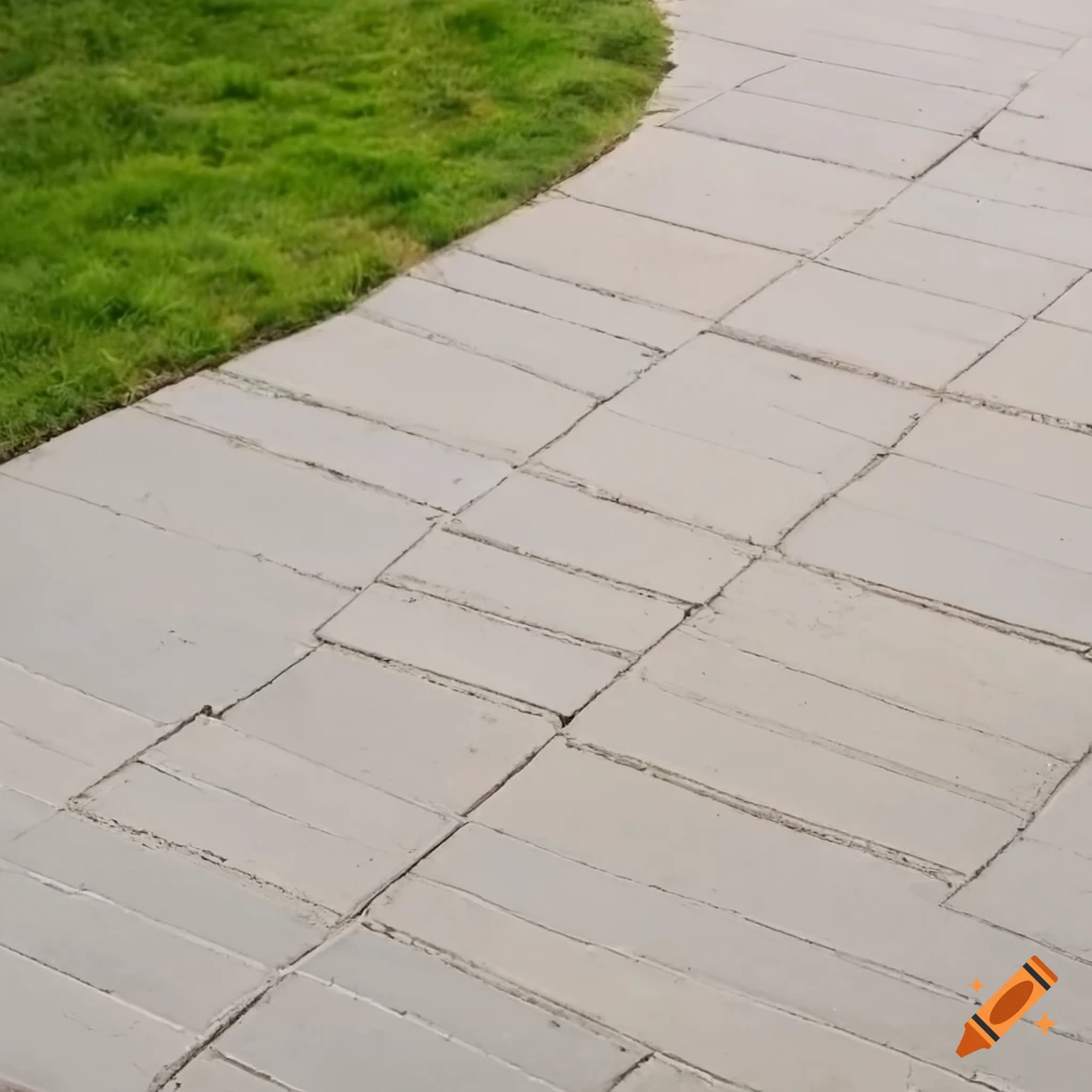 Realistic sidewalk made of symmetrical square paving slabs with some ...