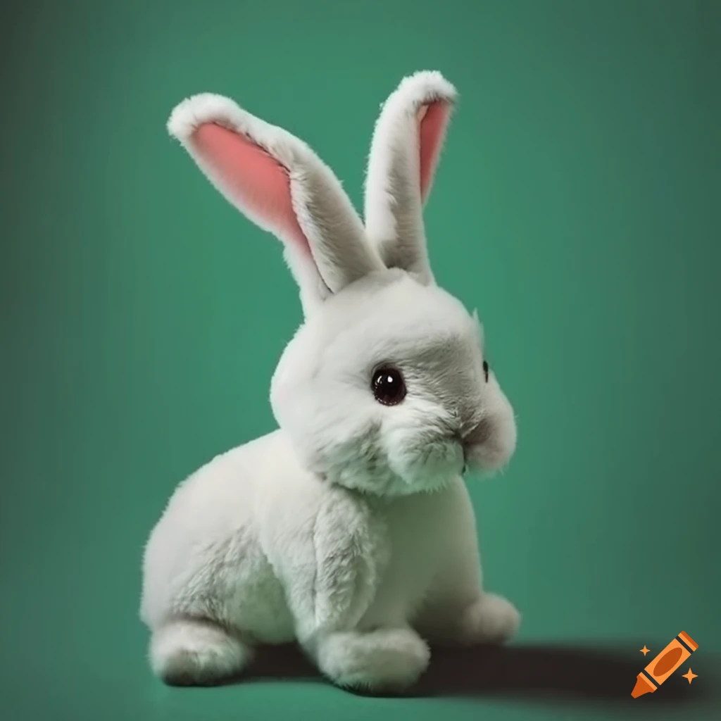 Cute green, gray, and white plush rabbit on Craiyon