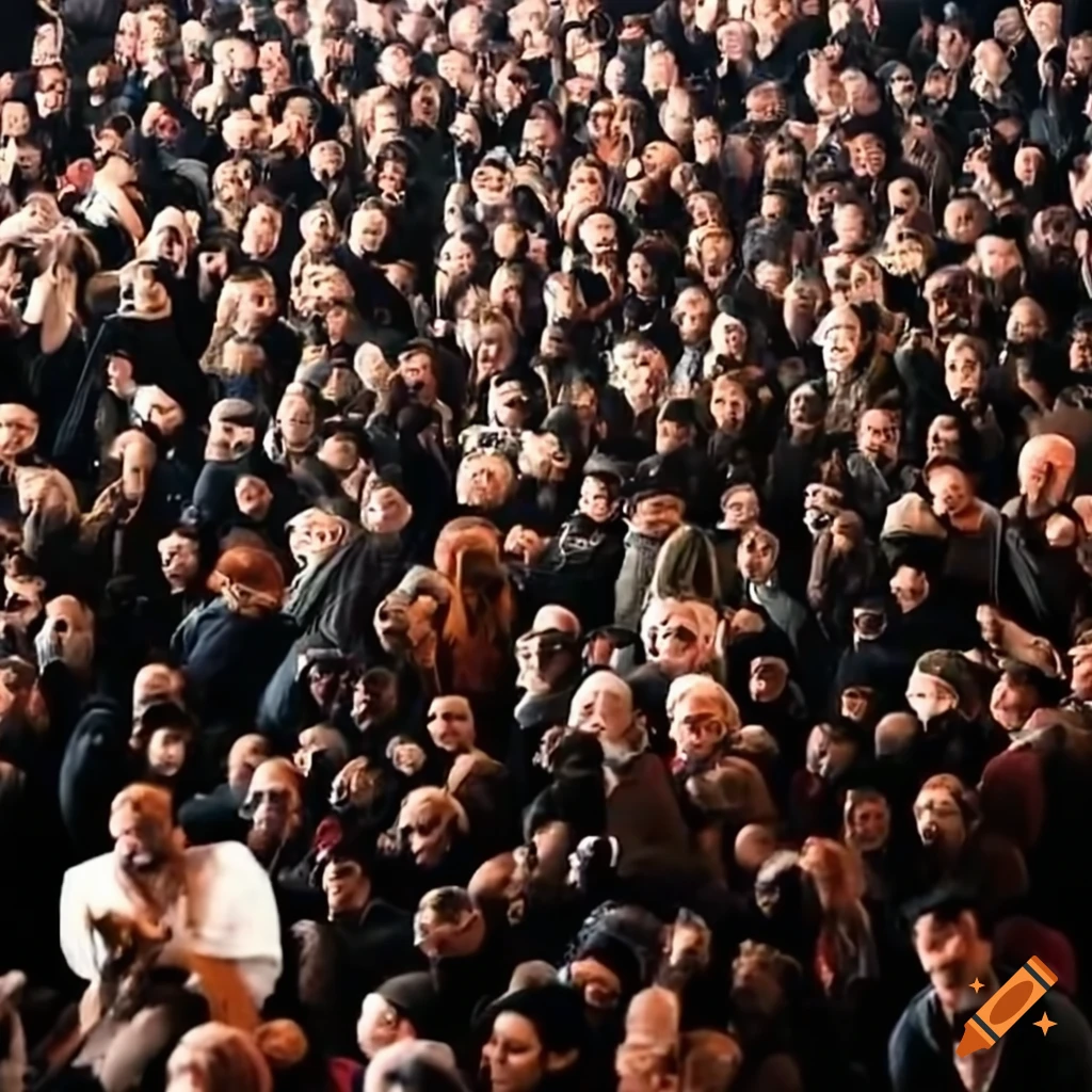 Large crowd of people on Craiyon