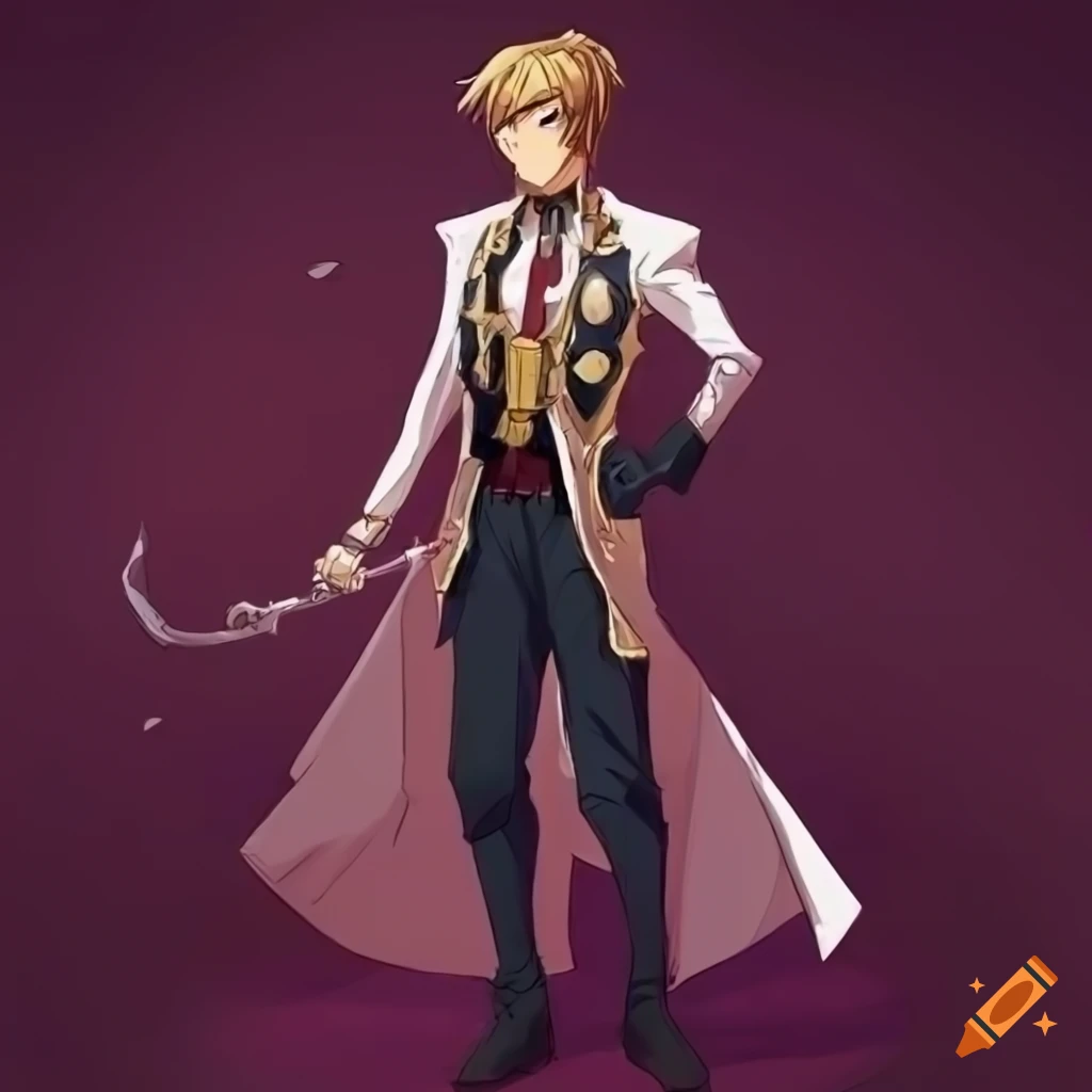 Full body view of a royal butler commander in anime style on Craiyon
