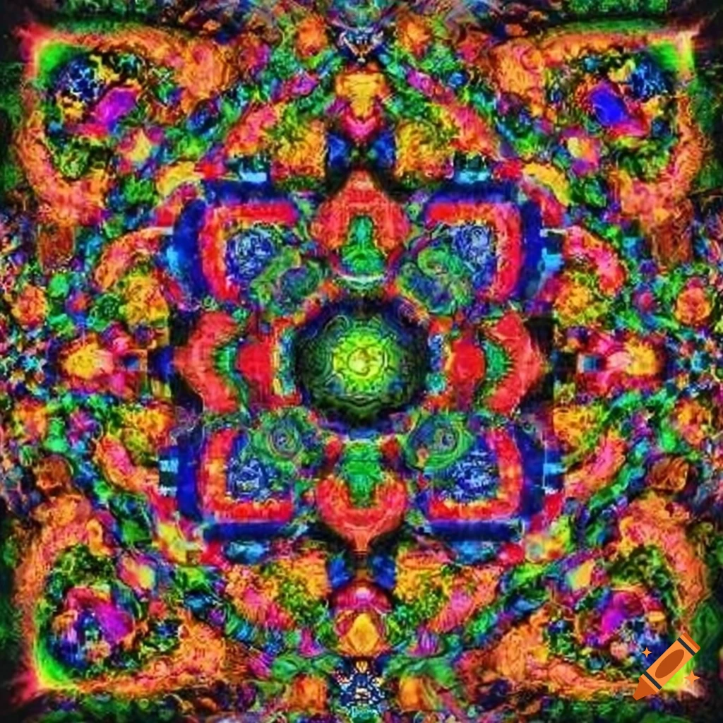 Abstract trippy pattern with squares and divinity elements on Craiyon