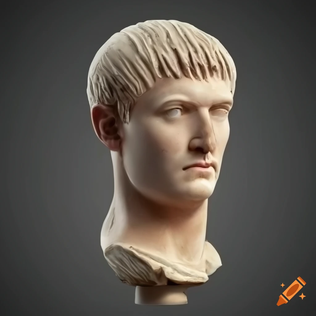 Roman bust of a man named edward white with thin face and square ...