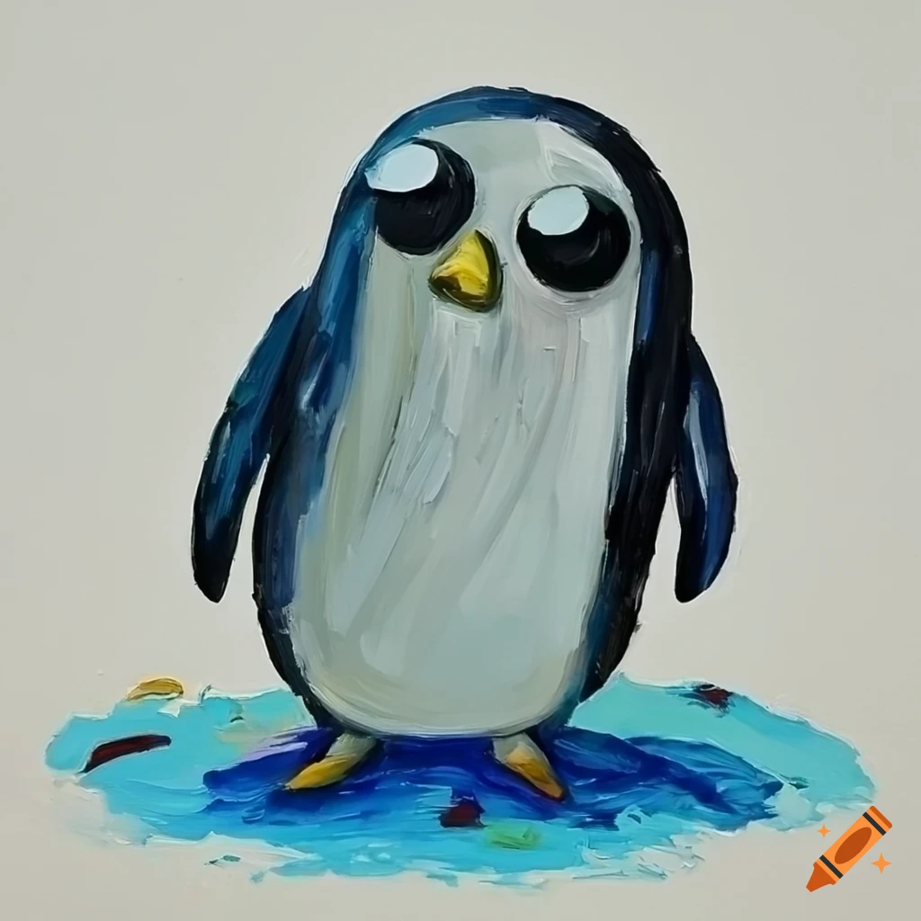 Palette knife painting of gunter from adventure time on Craiyon