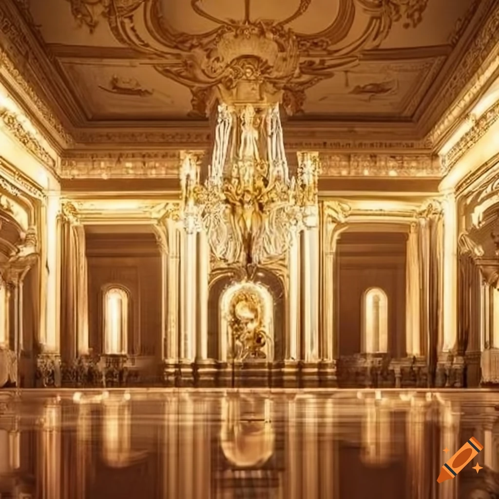 Elegant marble ballroom with greek columns and warm romantic ambiance ...