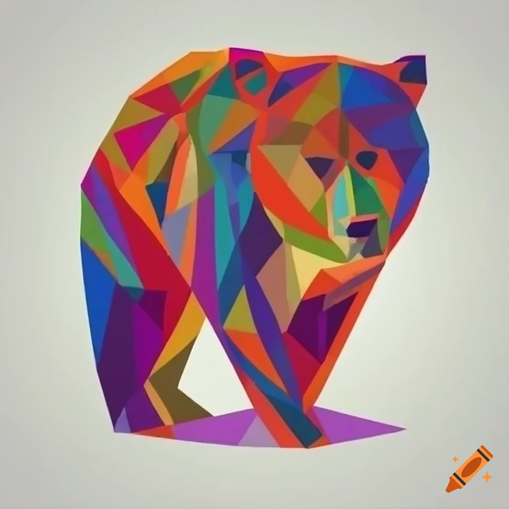 Geometric bear painting on plain background on Craiyon