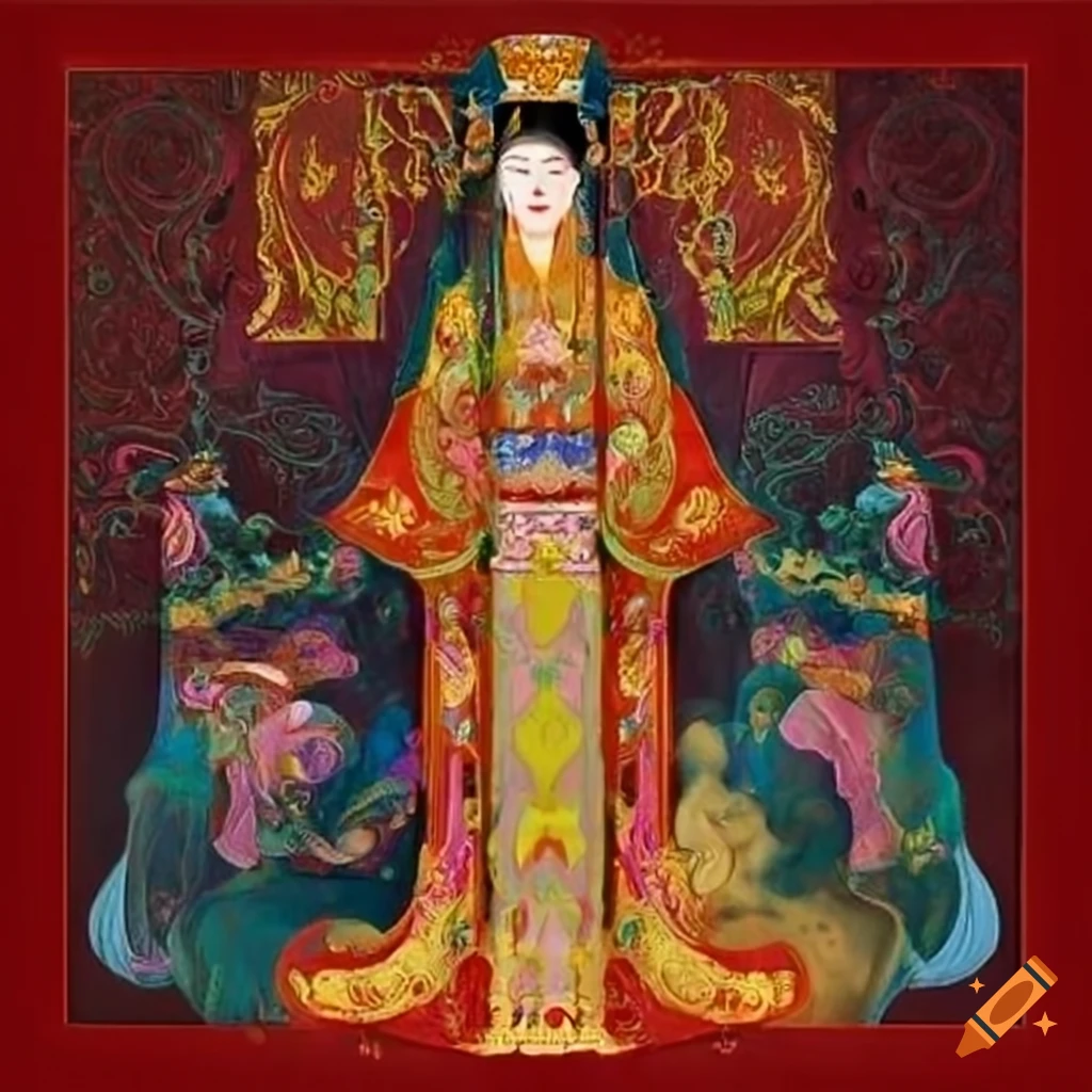 Illustration of the hierophant and the empress in feng shui on Craiyon