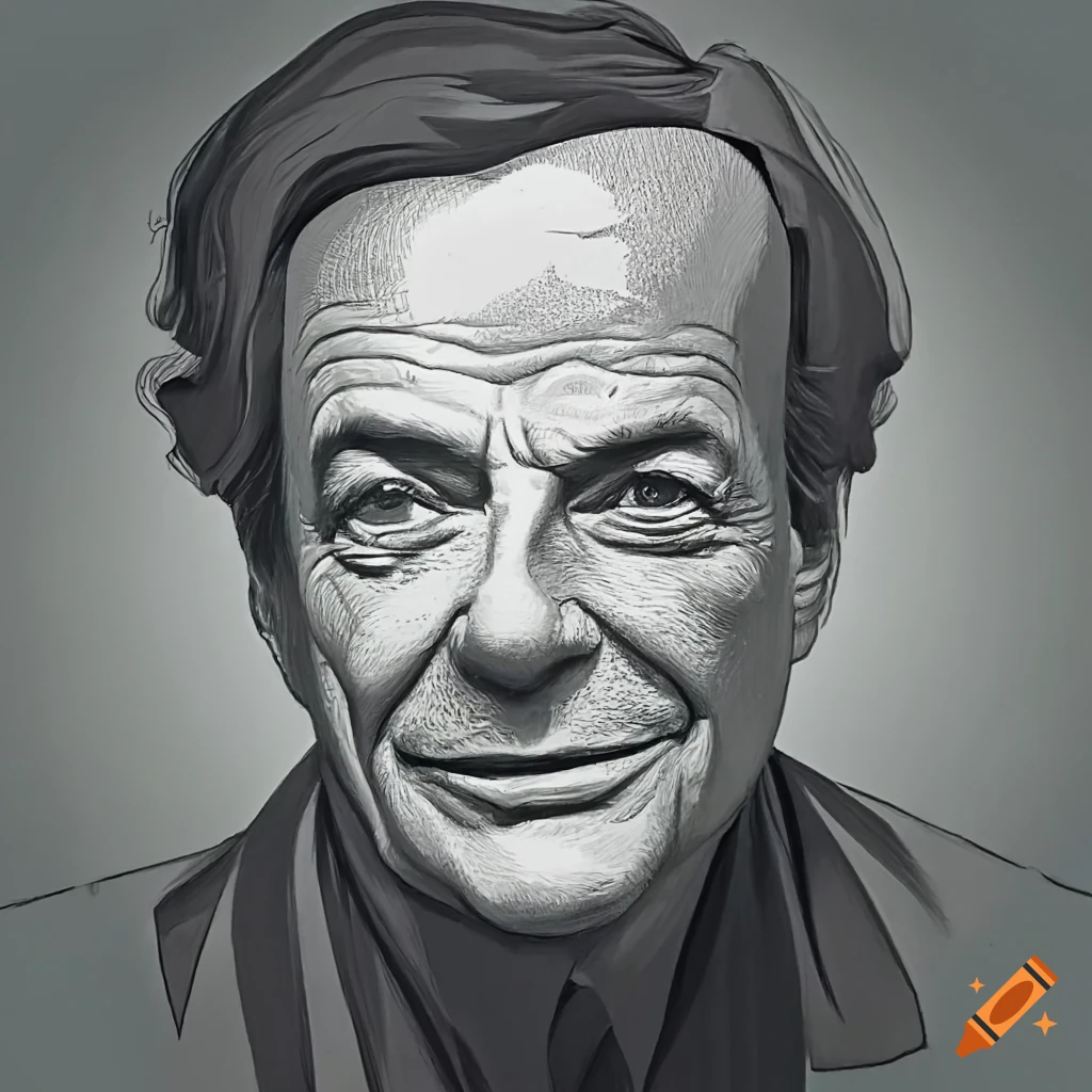 Hyperrealism drawing of richard feynman on Craiyon