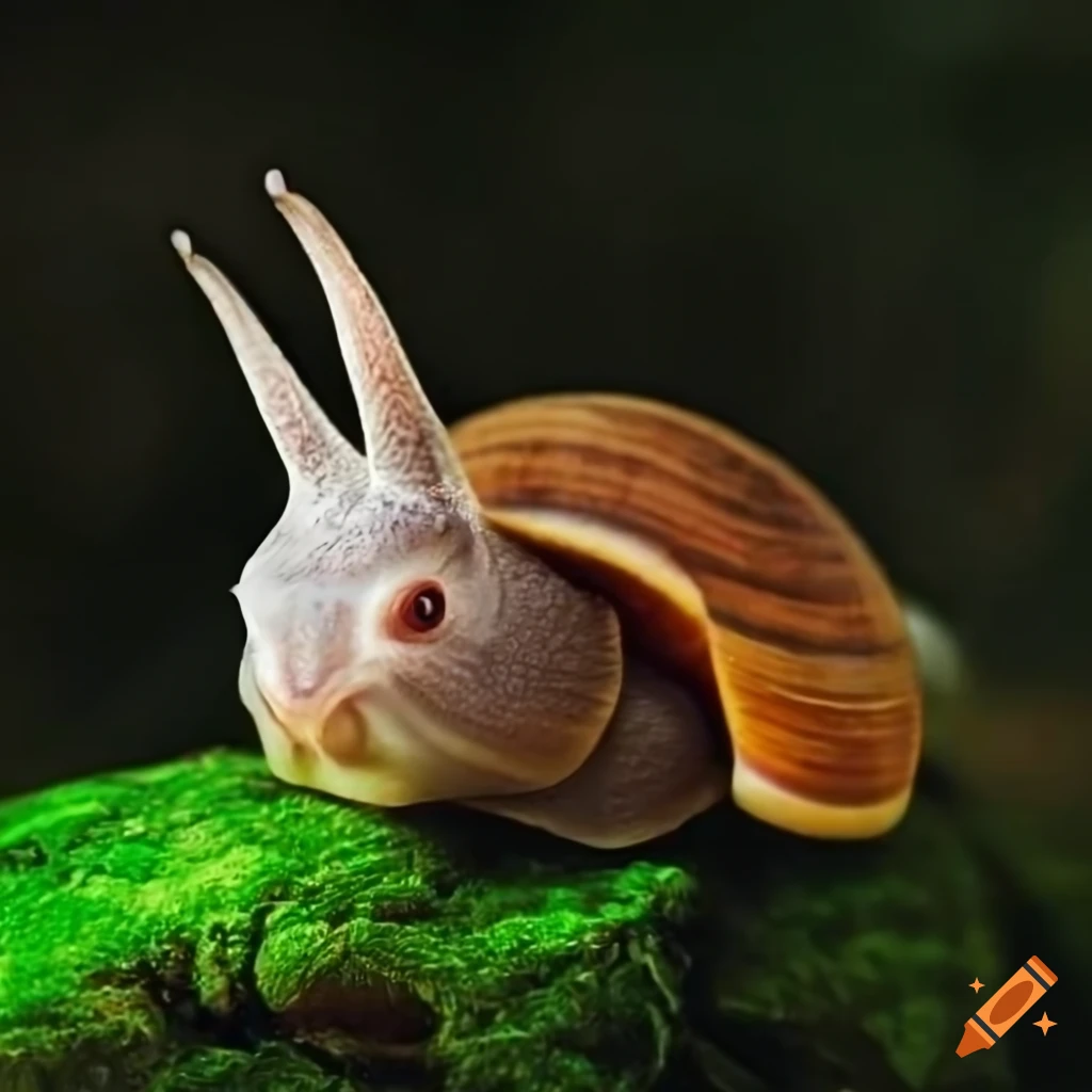 Illustration of a snabbit, a rabbit snail hybrid on Craiyon