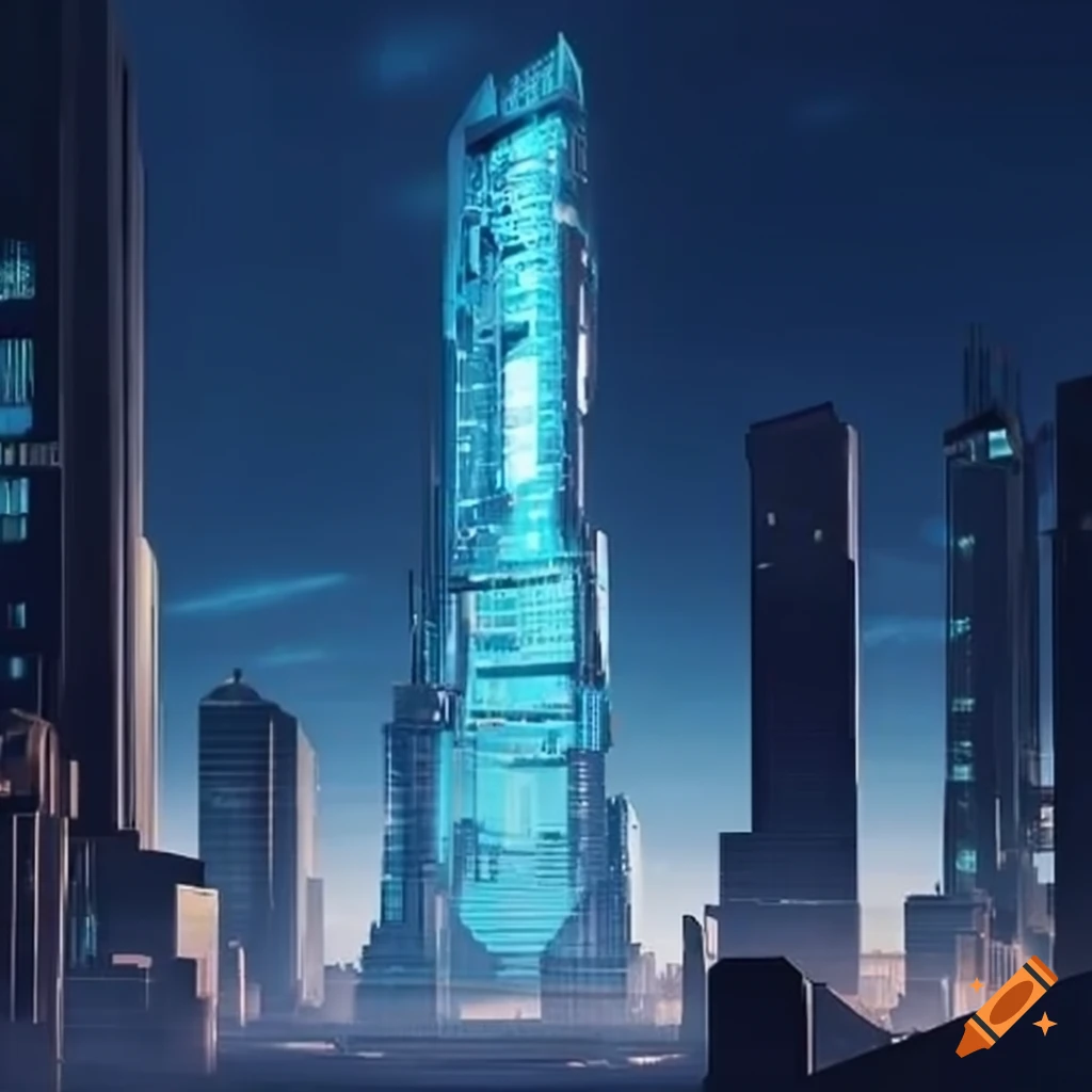 Futuristic cyber skyscraper on Craiyon