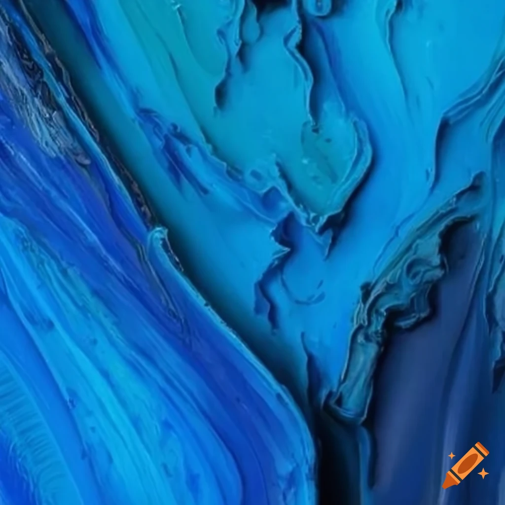 Abstract canvas with various shades of blue paint on Craiyon