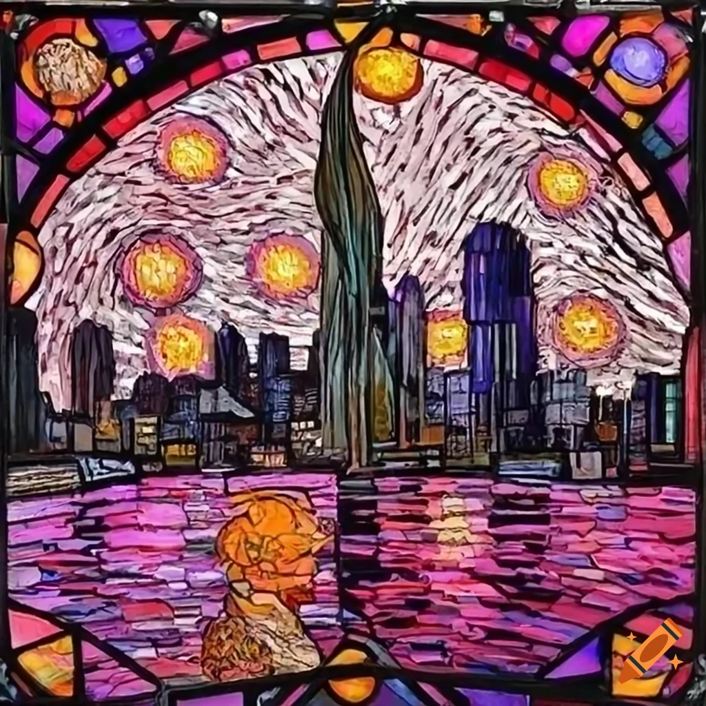 Stunning stained glass art of Vincent van Gogh's Starry Night with ...