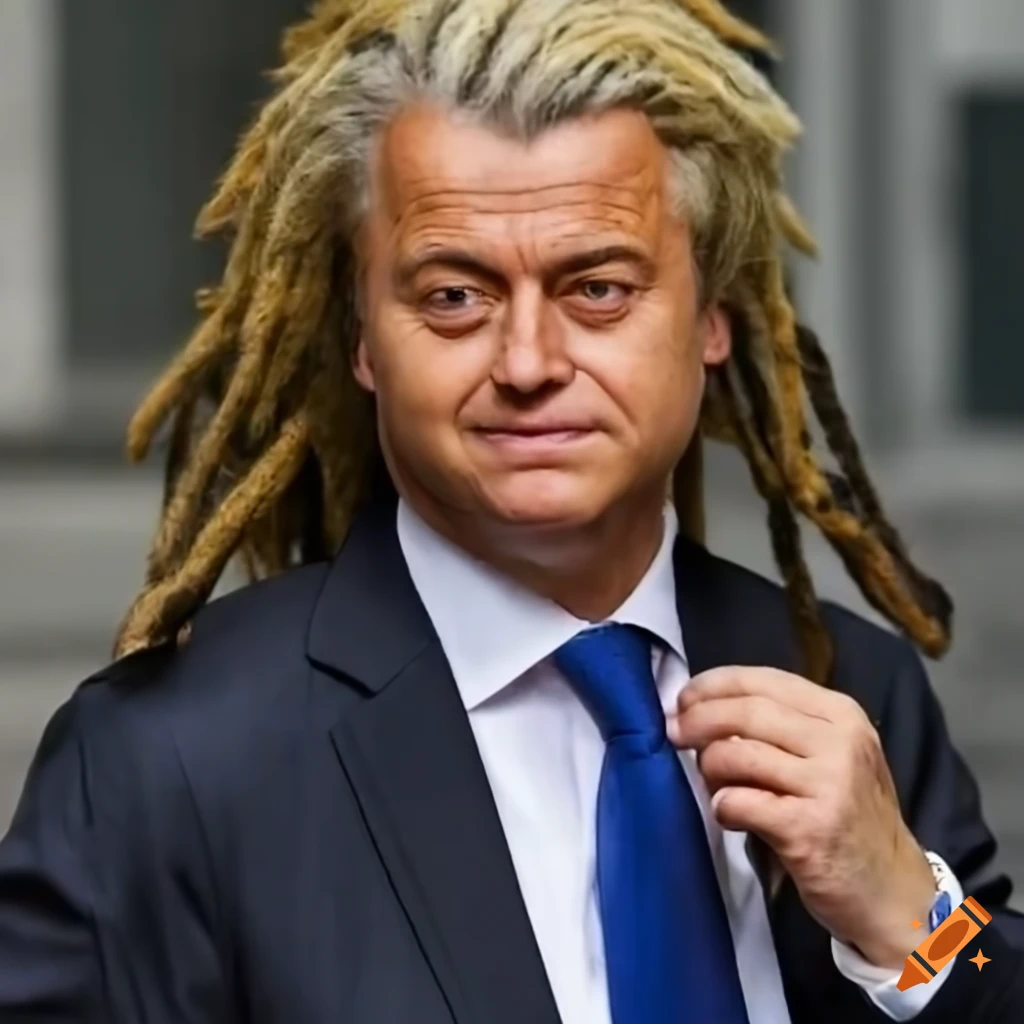 Dutch politician geert wilders with unique hairstyle in black and white ...