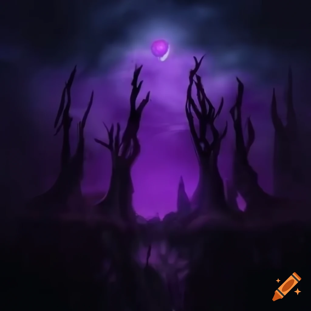 Metroid torvus purple swamp under dark sky on Craiyon