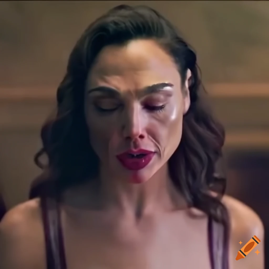 Gal Gadot fighter with bruised face showing dizzy expression on Craiyon