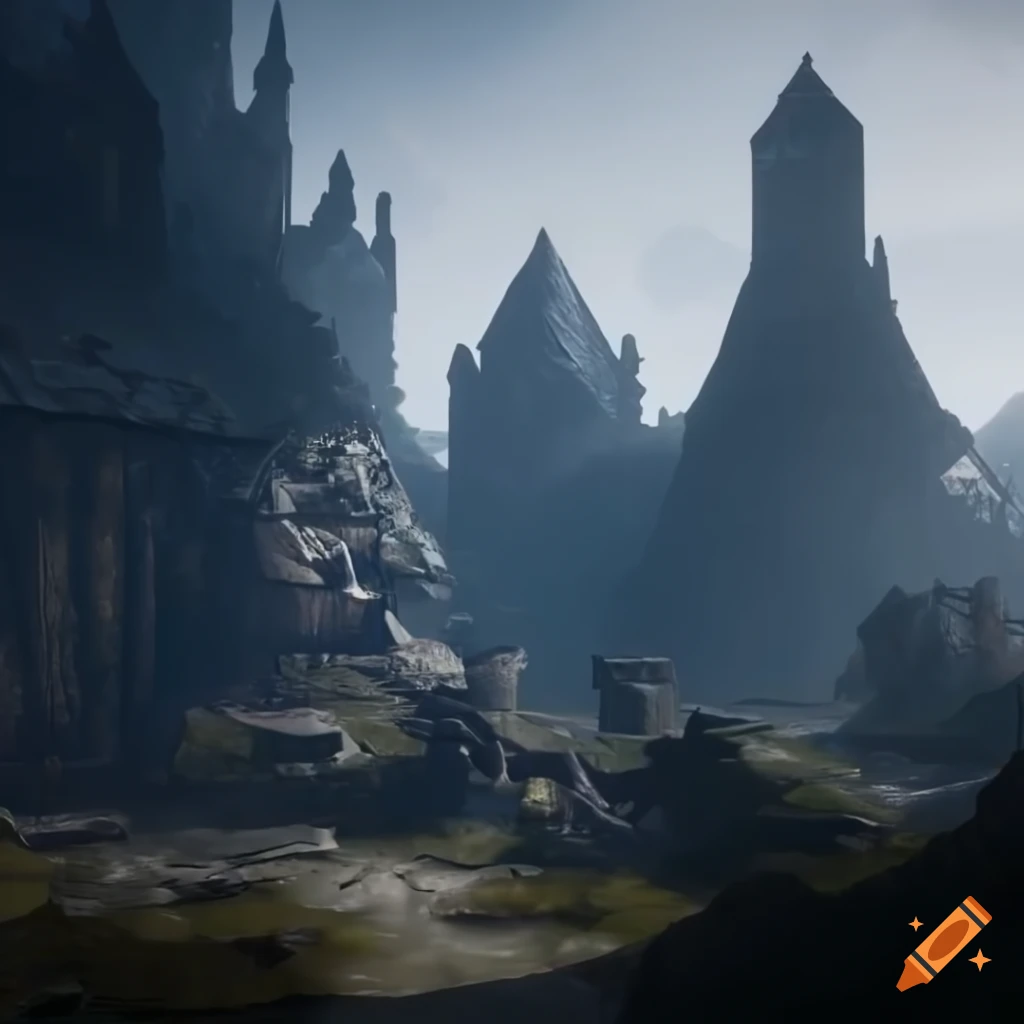 Epic medieval landscape environment rendered in unreal engine on Craiyon