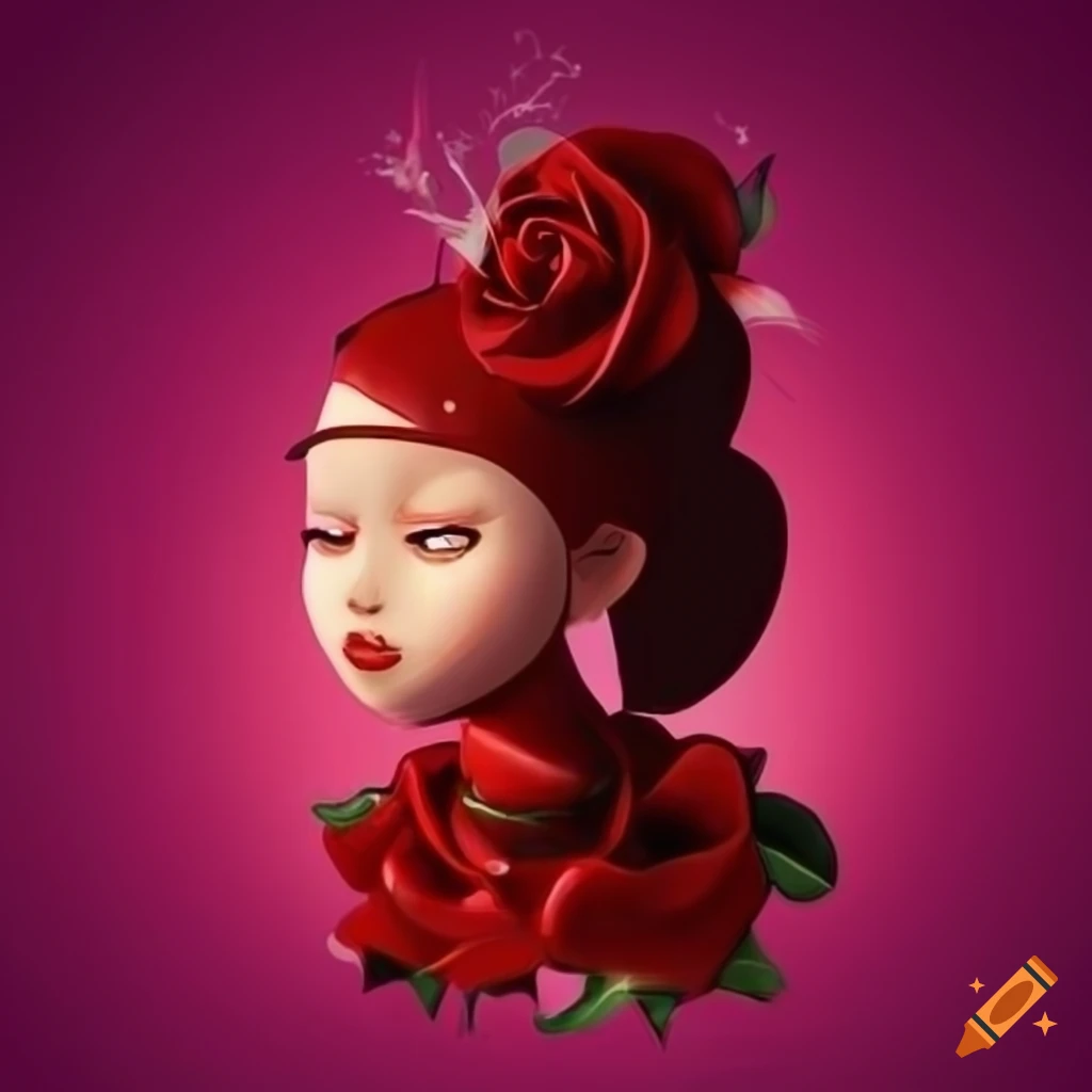 Personified cartoon rose on Craiyon