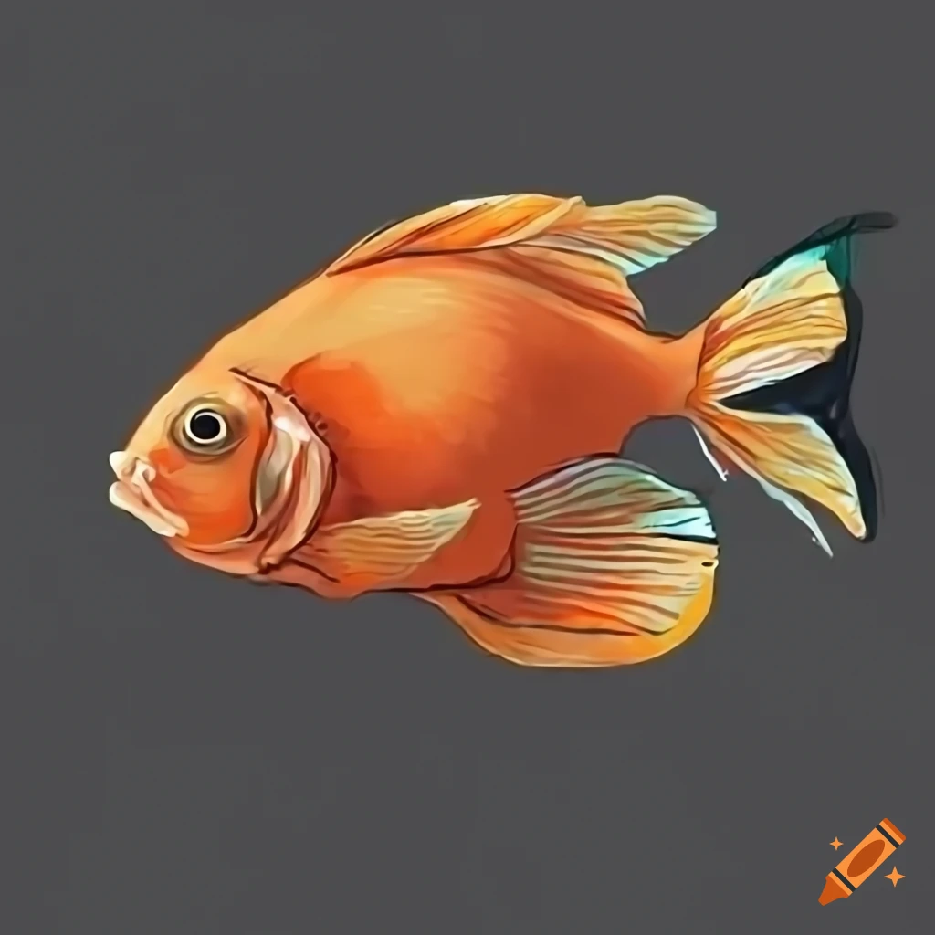 Orange 2d fish illustration on Craiyon