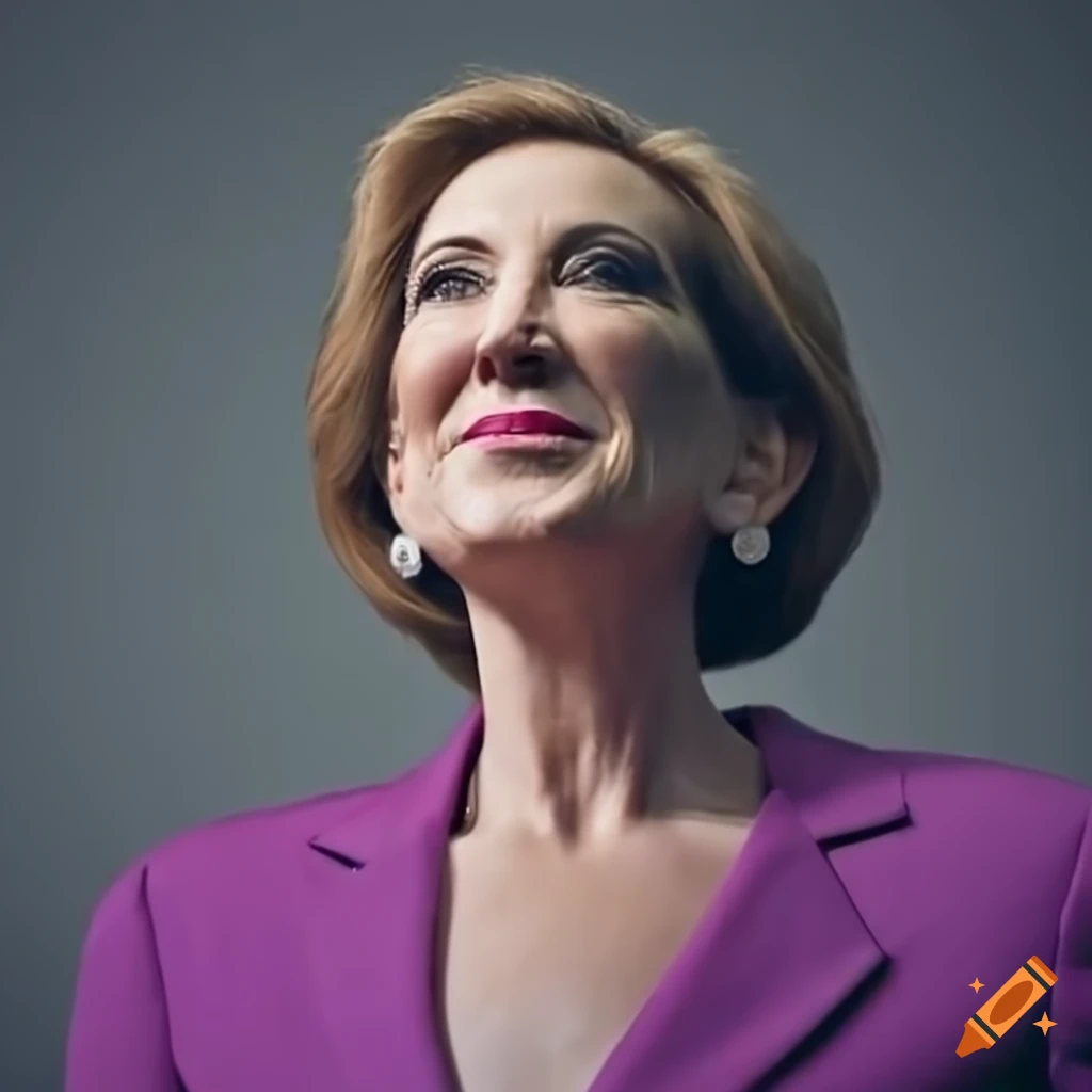 Confident middle-aged female politician Carly Fiorina in a commanding ...