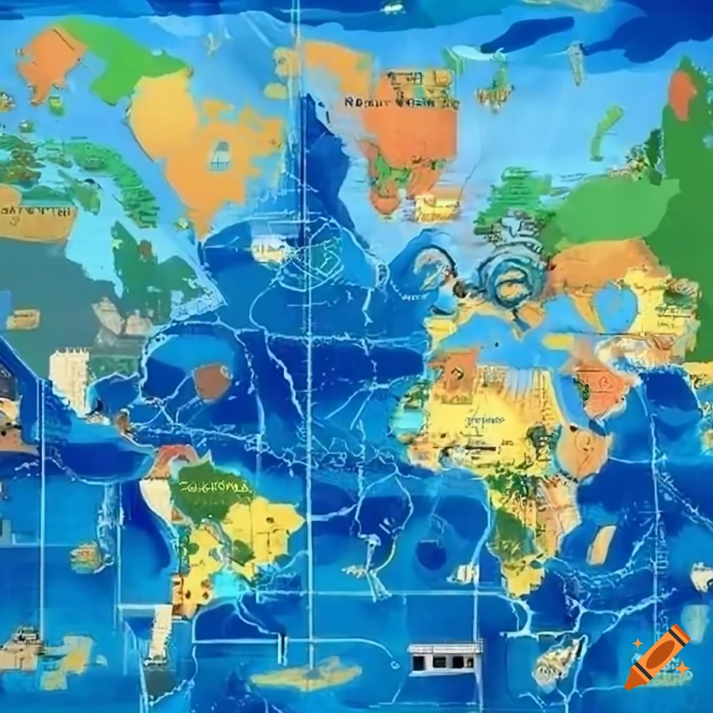 World sea port map on Craiyon