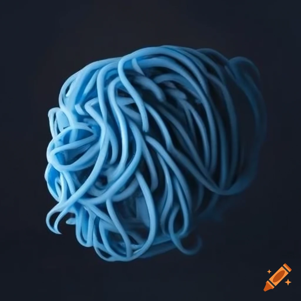 Blue luminescent noodles on Craiyon