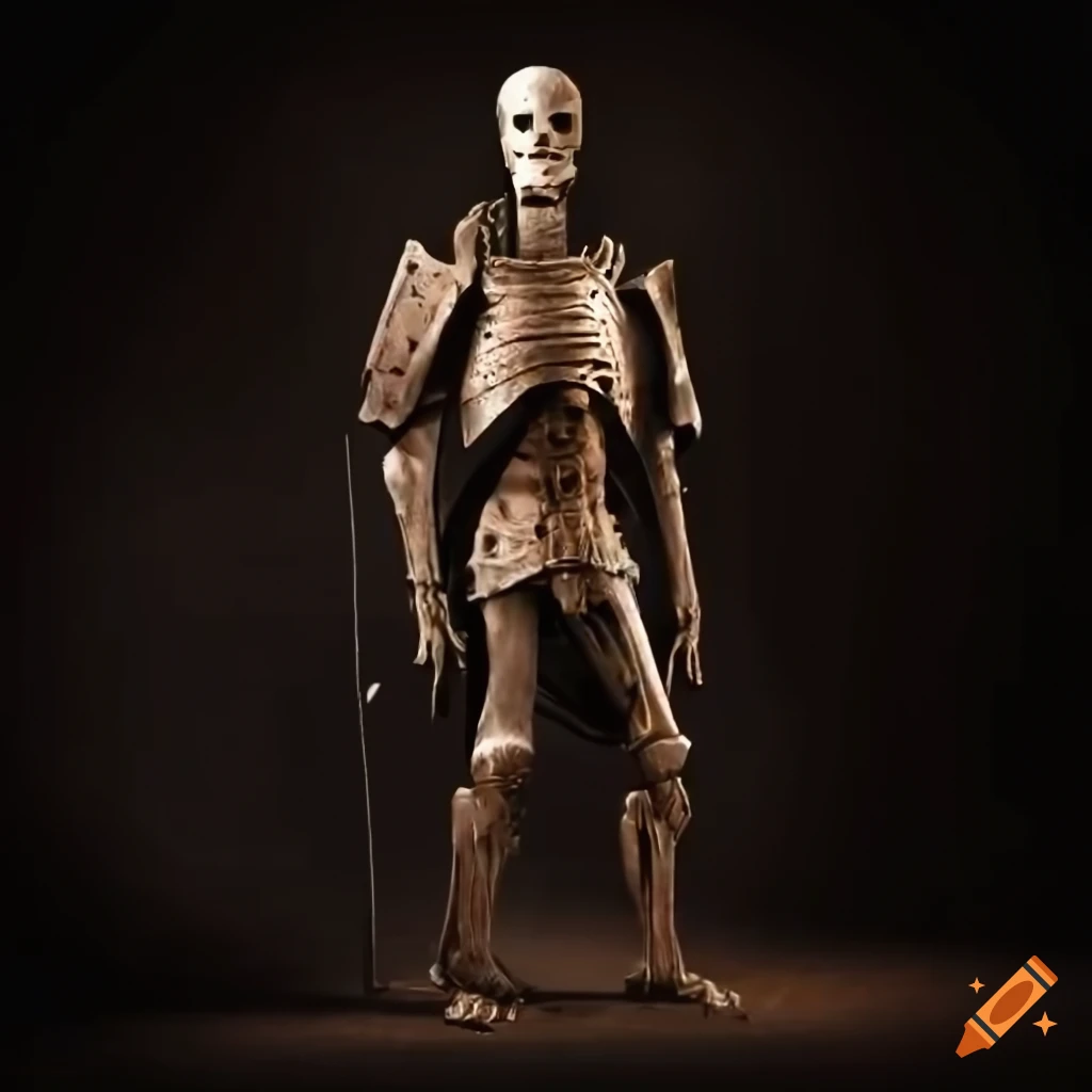 Large skeleton in rusty paladin armor on Craiyon