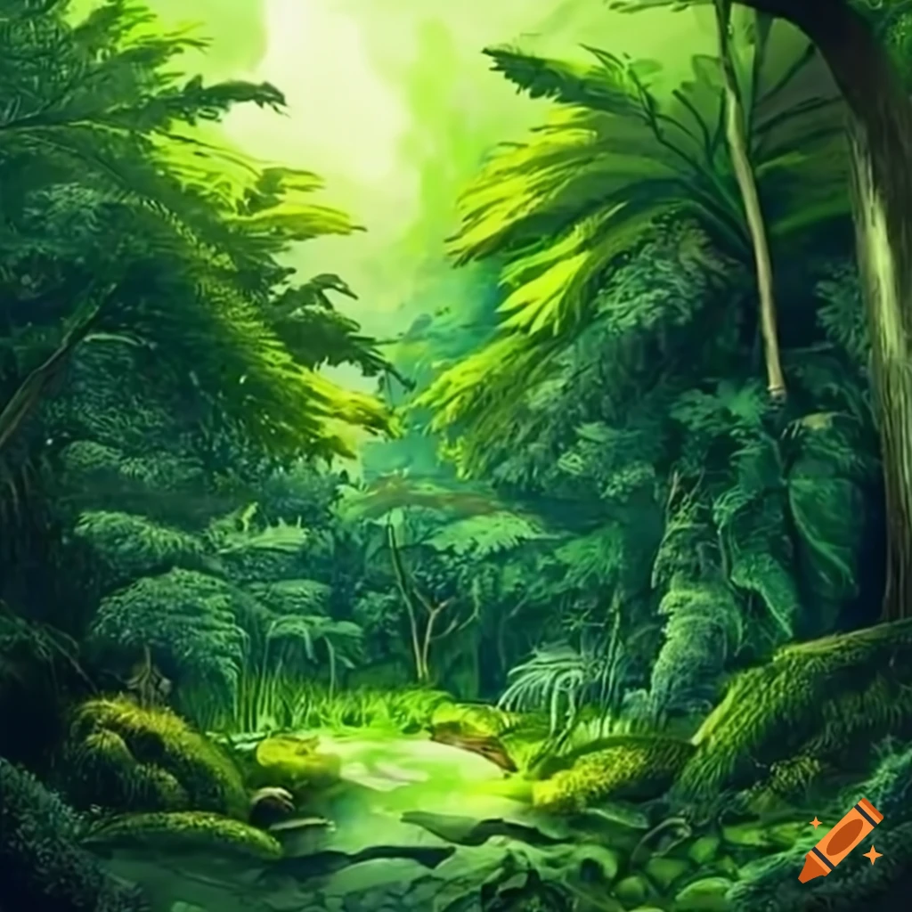 Jungle scenery on Craiyon