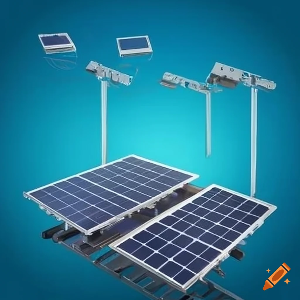 Solar ballast mounting with outlined components on Craiyon