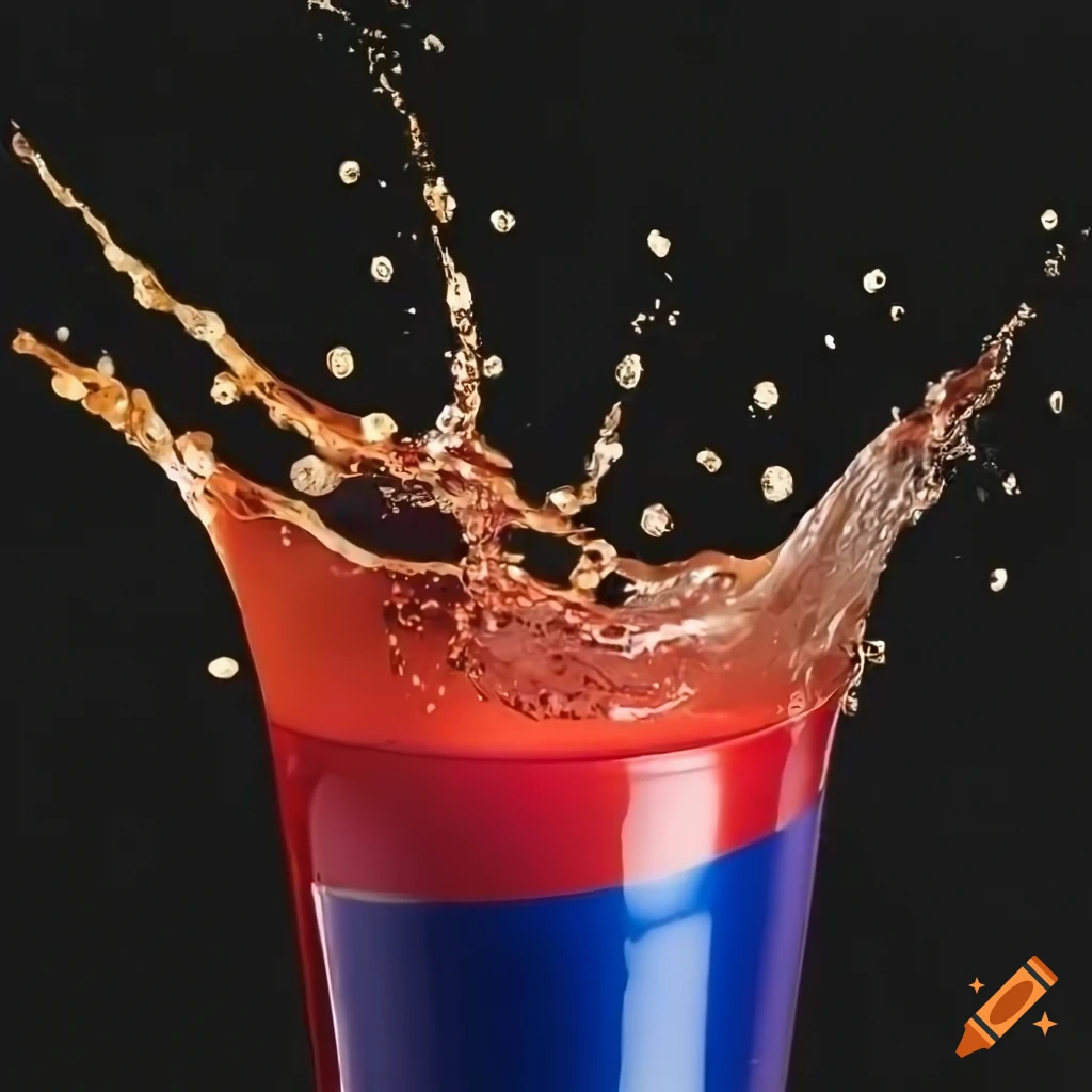 Top view of a cup of pepsi with splashes on black background on Craiyon