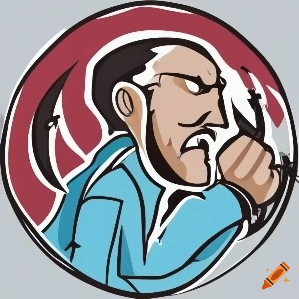 Vectorial logo of an angry man for a videogame webpage on Craiyon