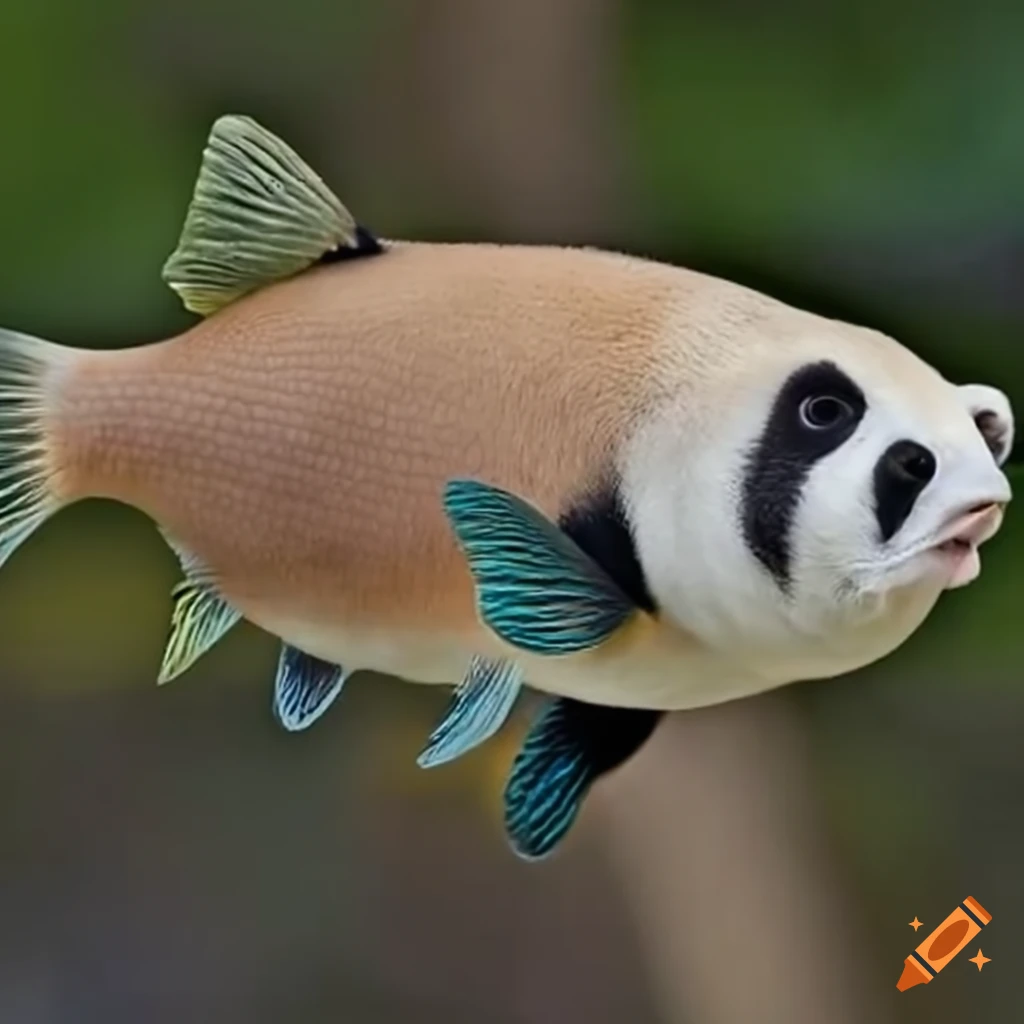 Panda-fish hybrid creature on Craiyon