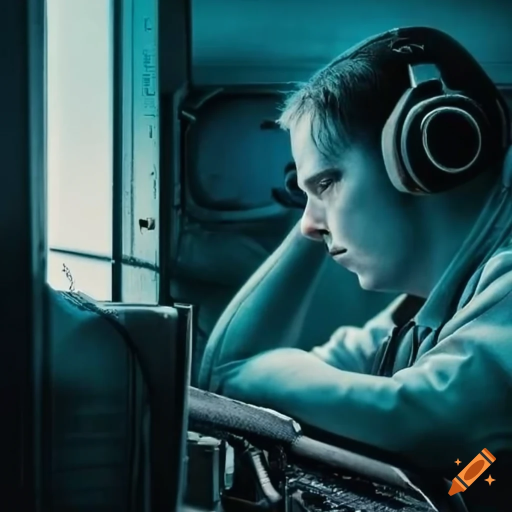 Railway dispatcher with large pc monitor on Craiyon