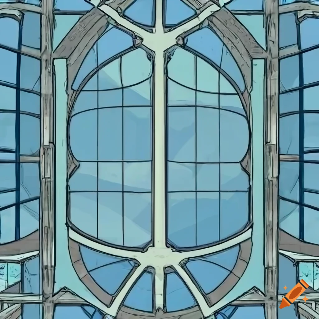 Moebius illustration of a futuristic temple window on Craiyon