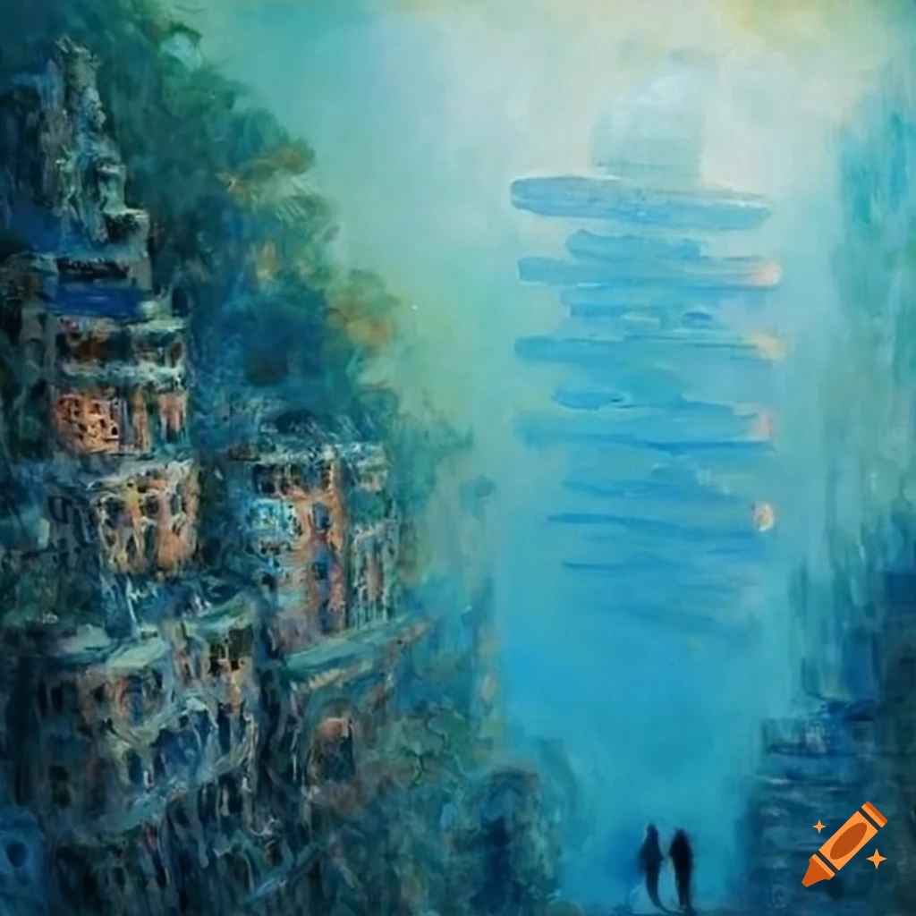 Underwater fantasy city inspired by claude monet on Craiyon